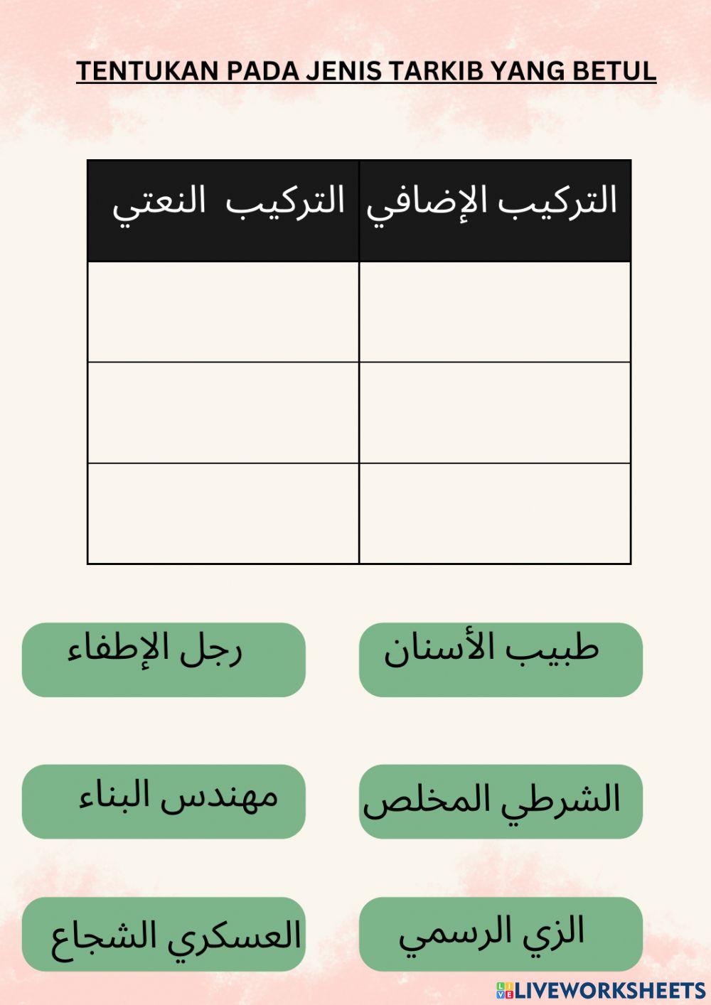 Bahasa arab t.1 worksheet | Live Worksheets