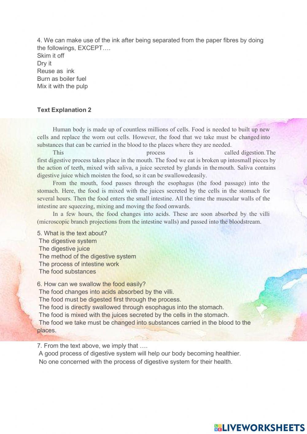 Explanantion Text Quiz (2) worksheet | Live Worksheets