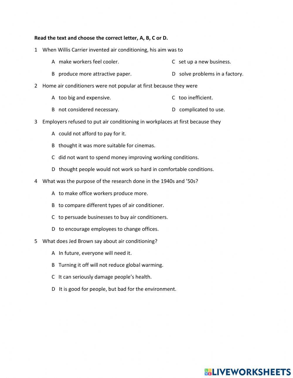 multiple choice online exercise for | Live Worksheets