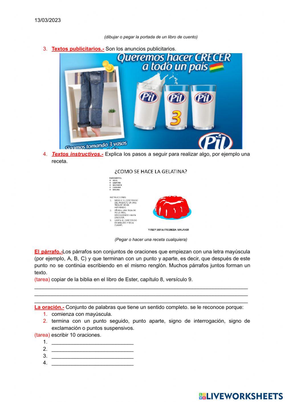 Del texto a la letra worksheet | Live Worksheets