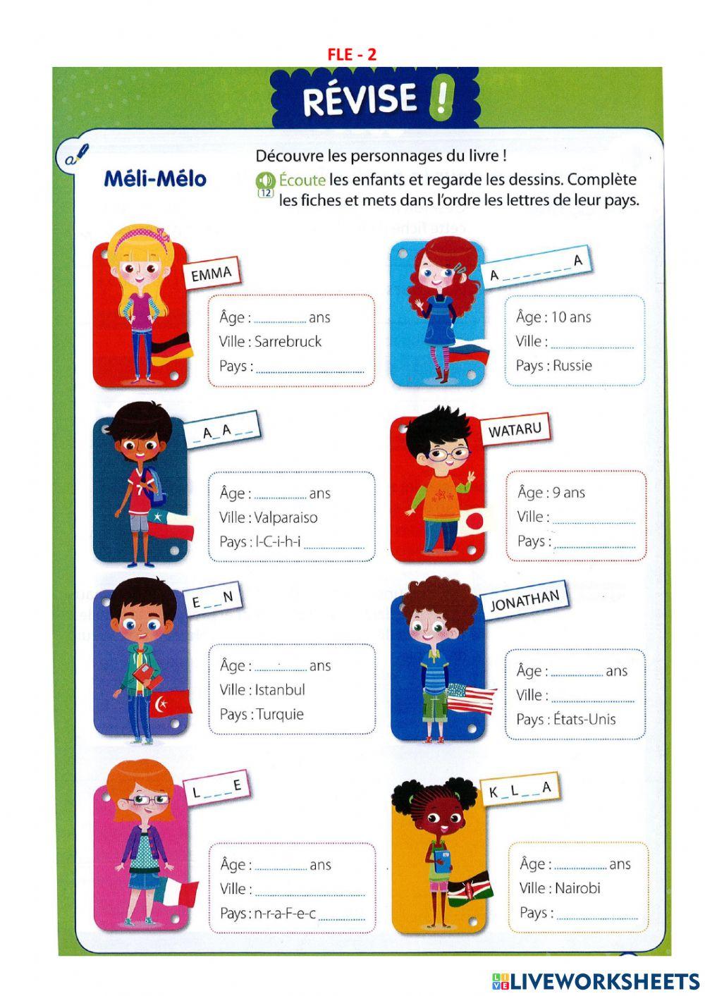 FLE - se présen… | Free Interactive Worksheets | 2318567