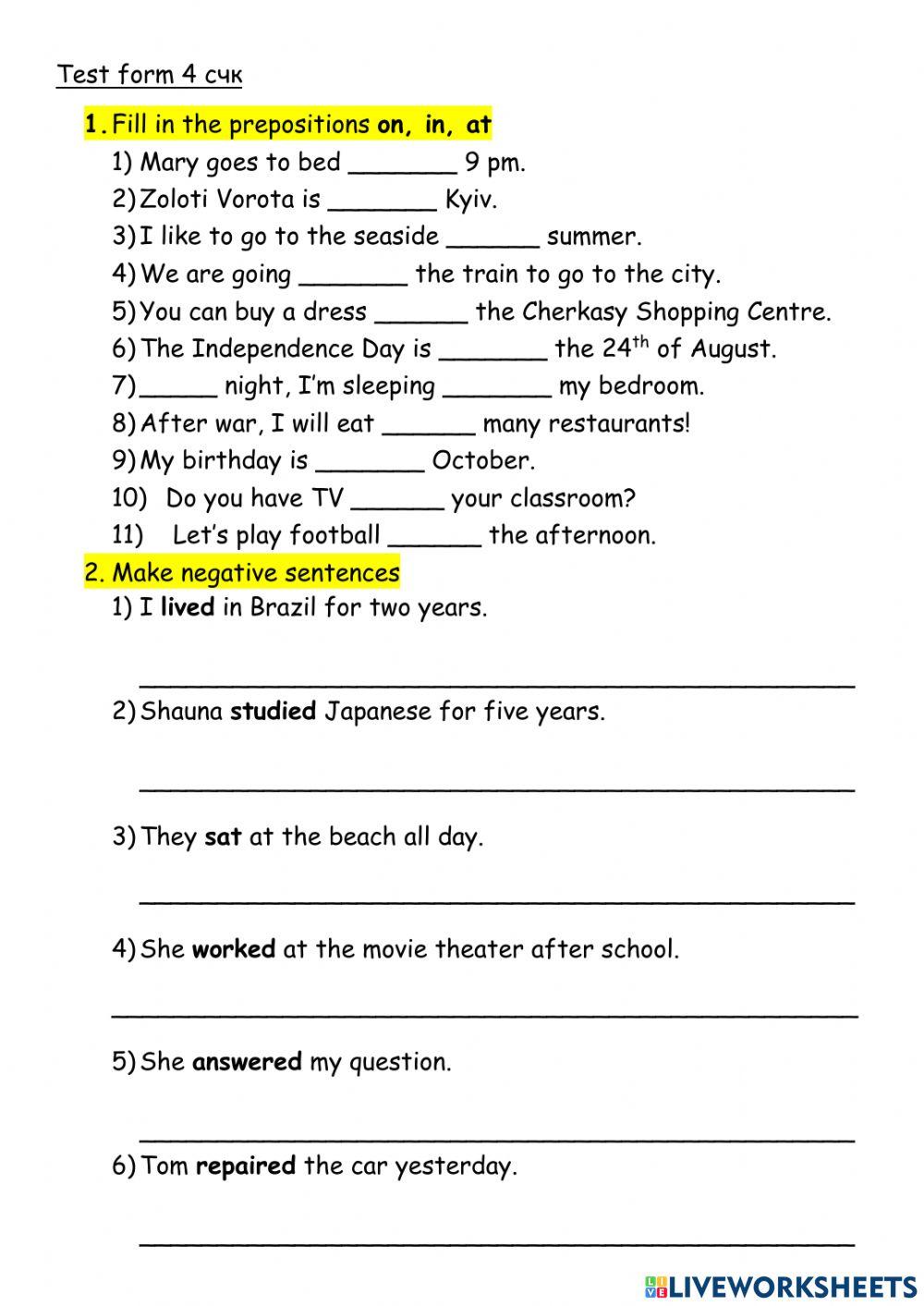 2319430 | Test form 4 | OlhaPotapenko | LiveWorksheets