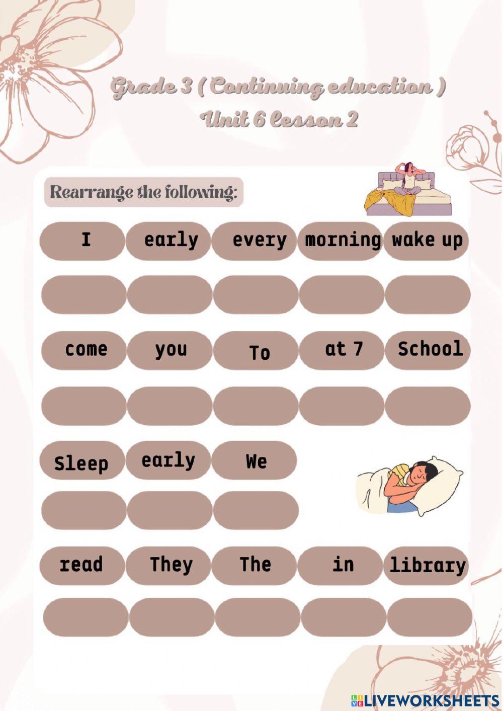 Grade 3 Continuing education Unit 6 lesson 2 worksheet | Live Worksheets