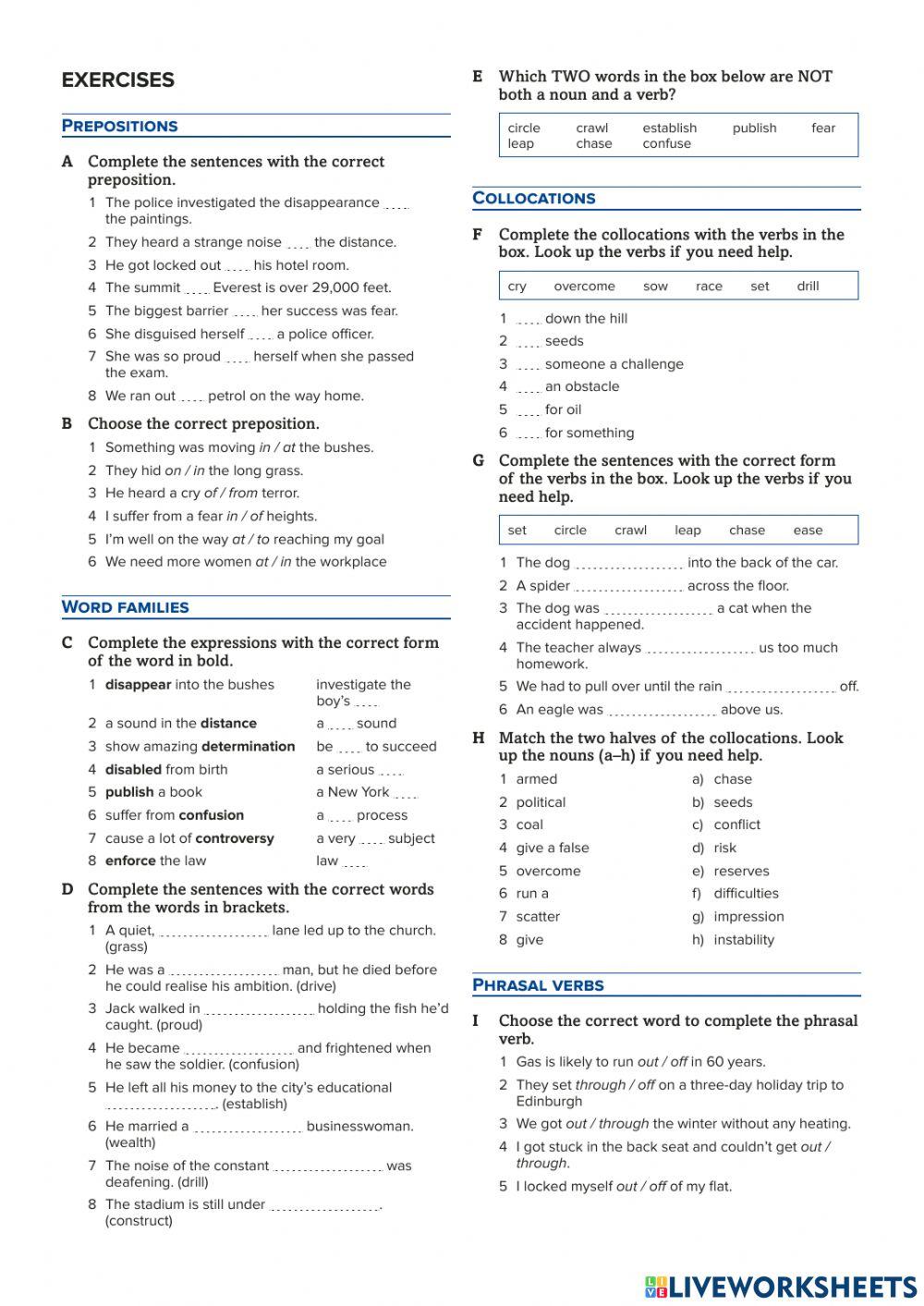 Outcomes B1 unit11 worksheet | Live Worksheets