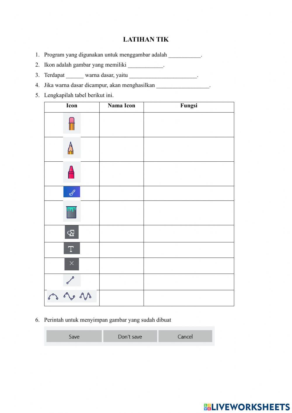 Latihan TIK 3671457 | worovidya | Live Worksheets