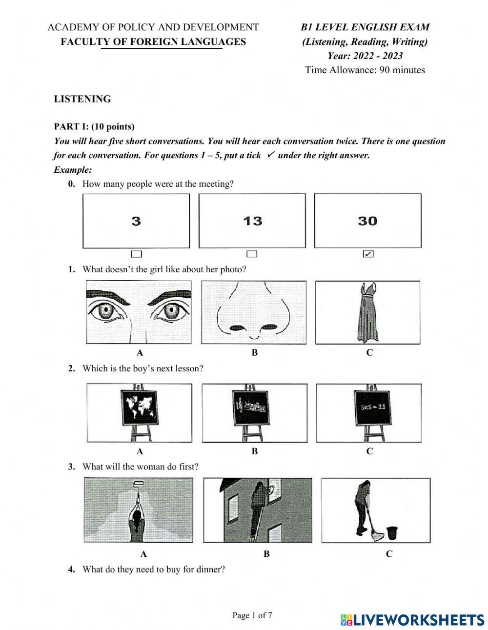 6934219 | B1-Practice test | PhamHa | LiveWorksheets