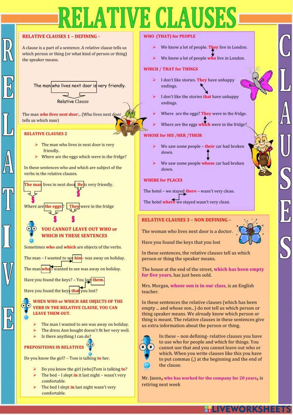 Relative clause… | Free Interactive Worksheets | 2320460