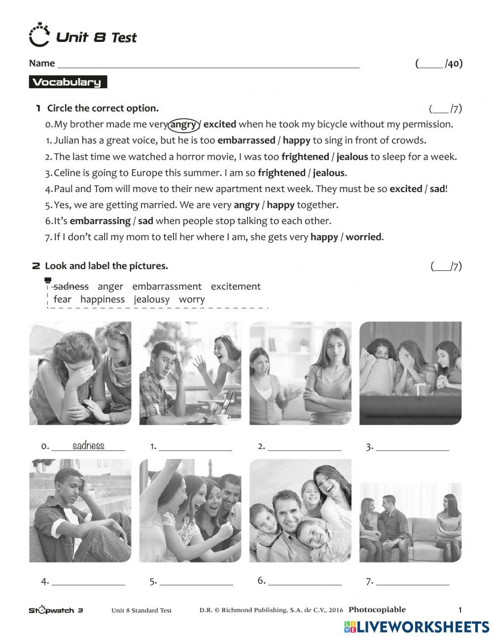 Stopwatch 3 Test 8 online exercise for | Live Worksheets