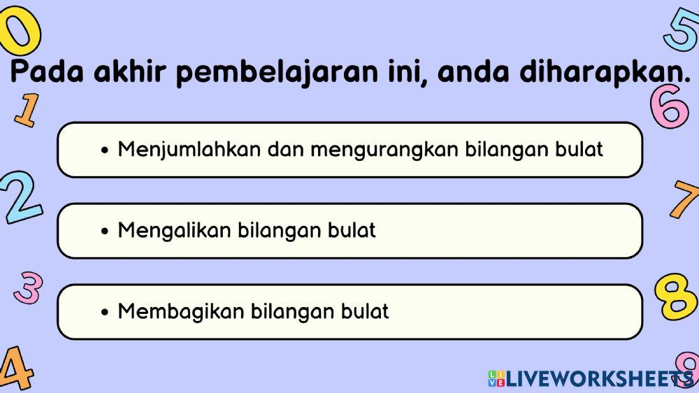 Bilangan worksheet for 7 | Live Worksheets