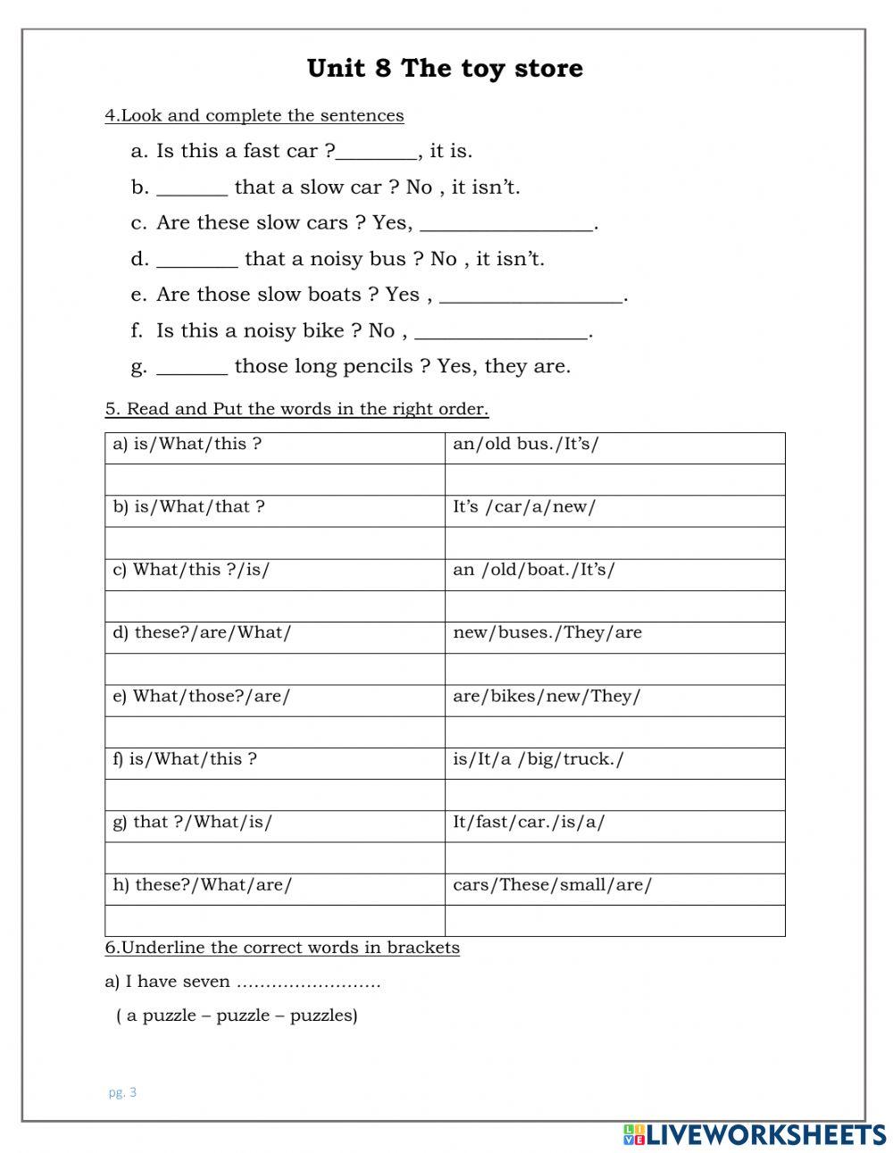 UP 1-UNIT 8- L2 online exercise for | Live Worksheets