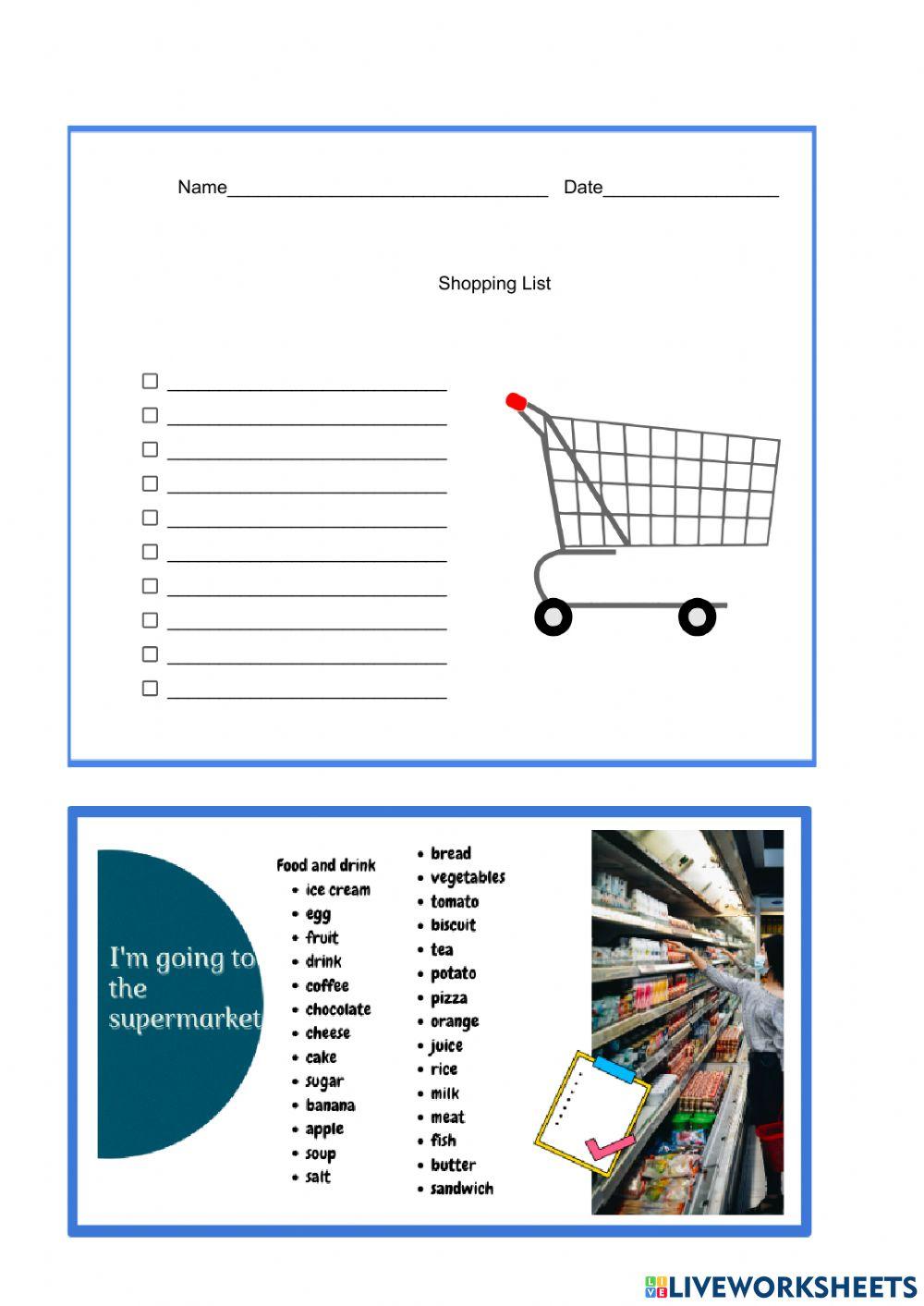 Composition - Shopping List worksheet | Live Worksheets