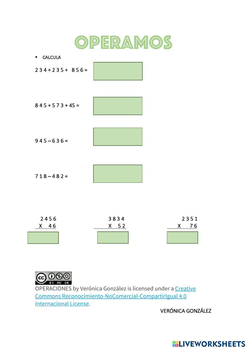 Operaciones básicas online exercise for 3º PRIMARIA | Live Worksheets Operaciones básicas online exercise for 3º PRIMARIA | Live Worksheets