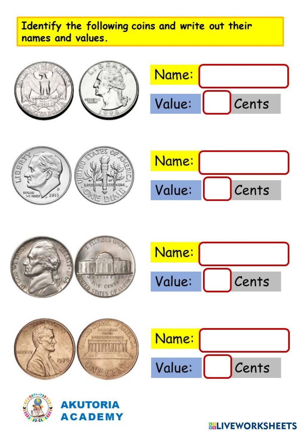 Money online exercise for Grade 2 | Live Worksheets