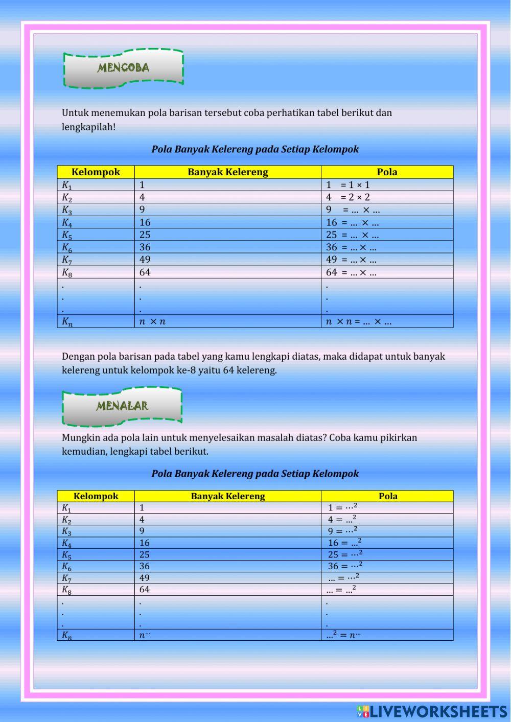 Belajar Matematika free online worksheet | Live Worksheets