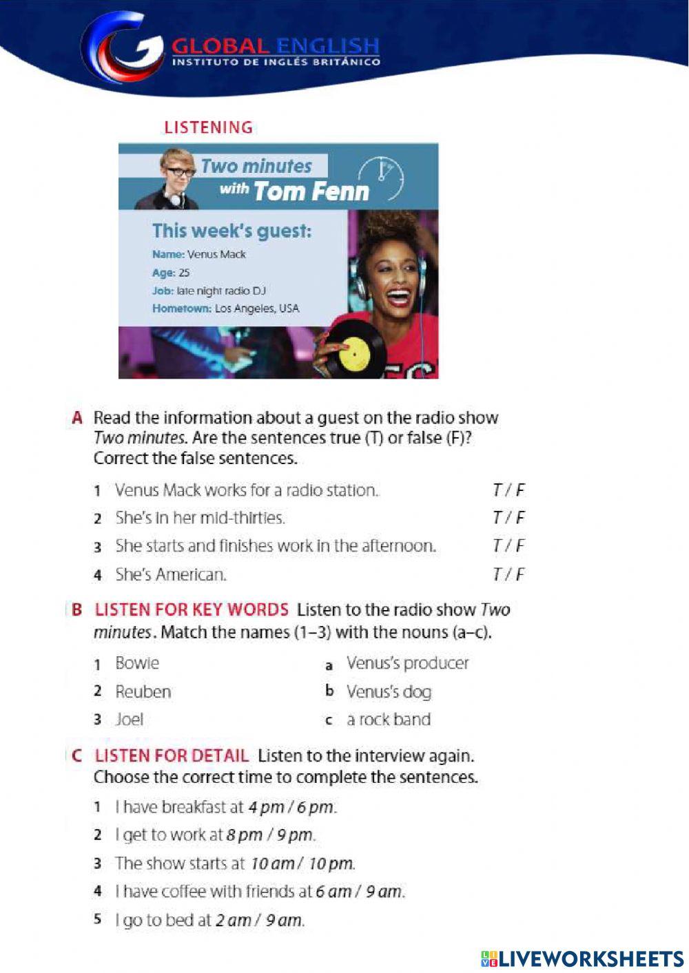 4237958 | LISTENING TWO MINUTES WITH TOM FENN | Glorinda