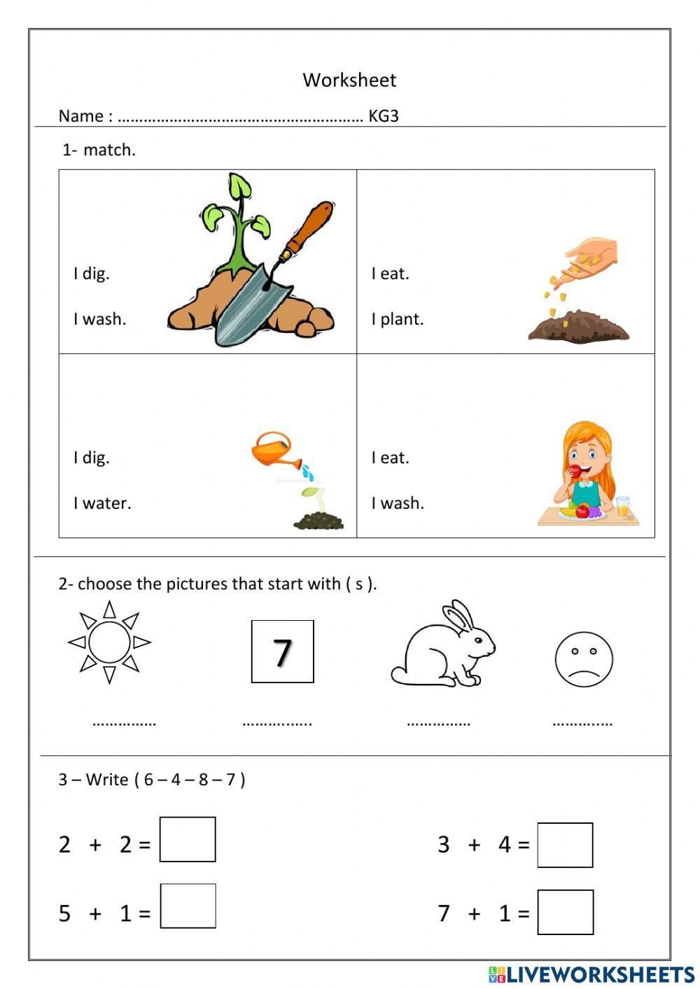 Www activity for kg | Live Worksheets