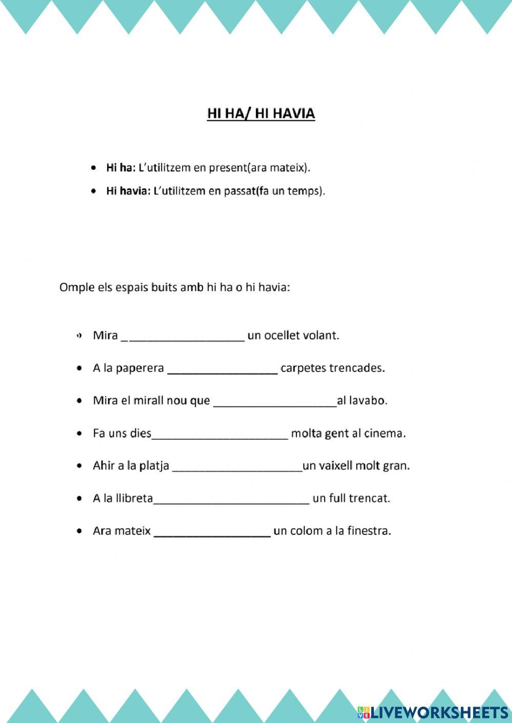 Hi ha- Hi havia | Free Interactive Worksheets | 2322265