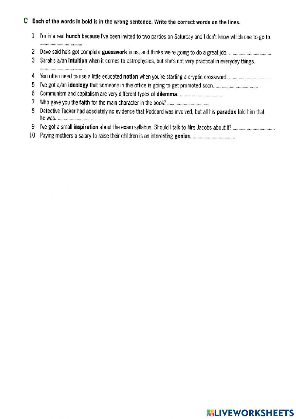 Vocabulary: thinking 2323107 | luvreya | LiveWorksheets