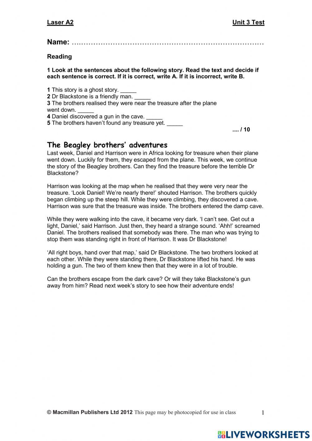 Unit 3 Laser A2 | YuliiaKrasnozhon | Live Worksheets