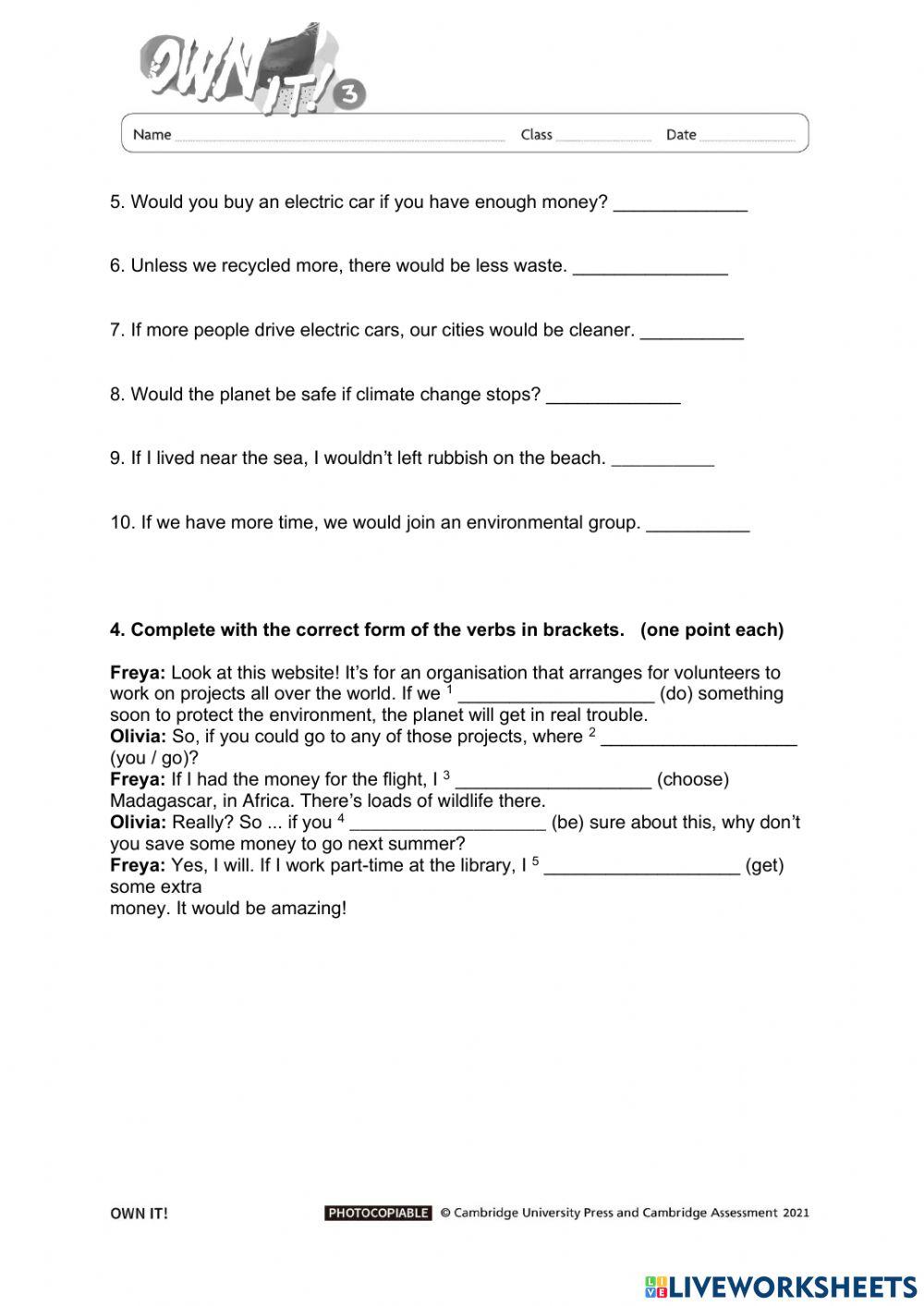 PR3+ Own It 4-5 online exercise for | Live Worksheets