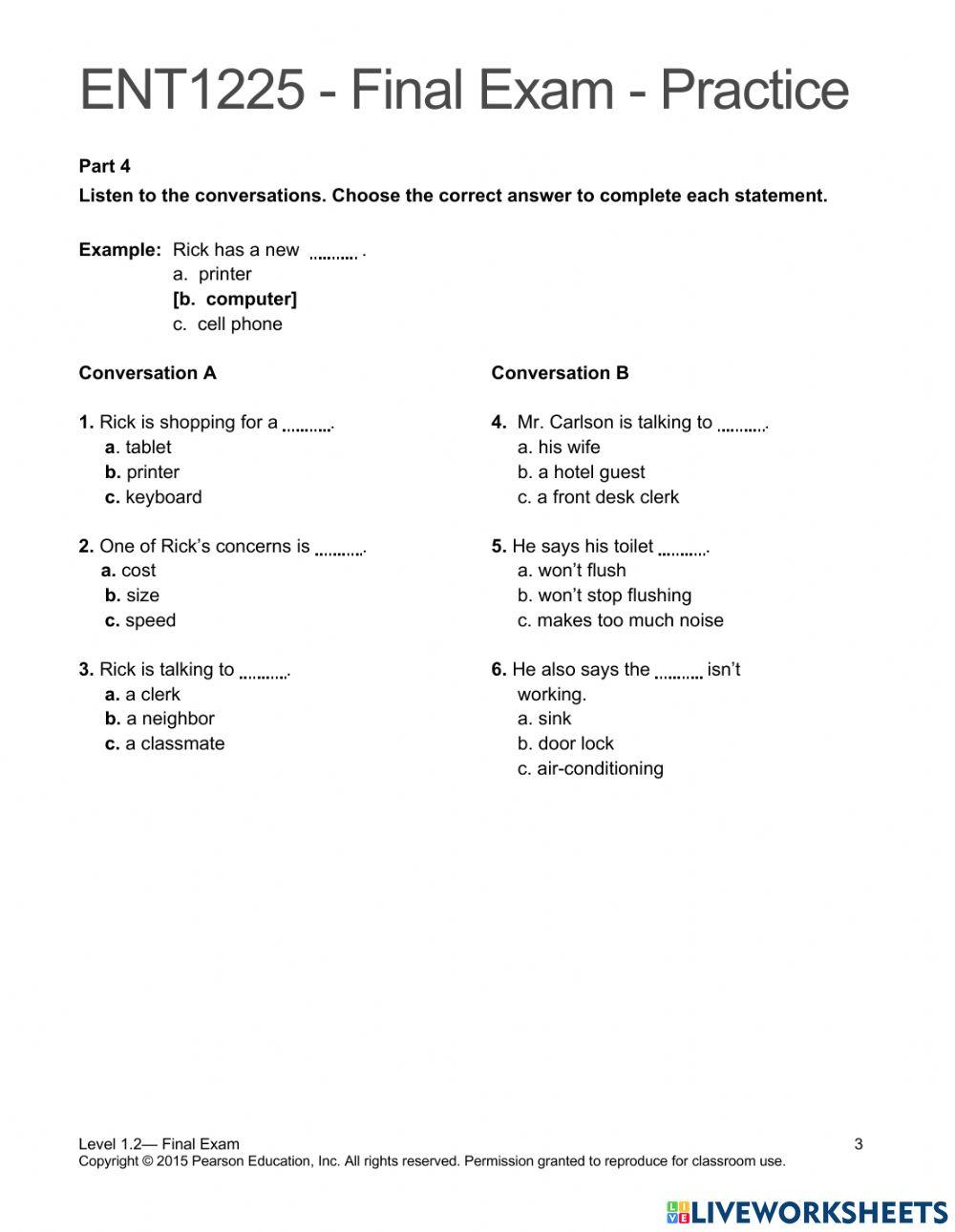 ENT1225 - Final… | Free Interactive Worksheets | 2570213