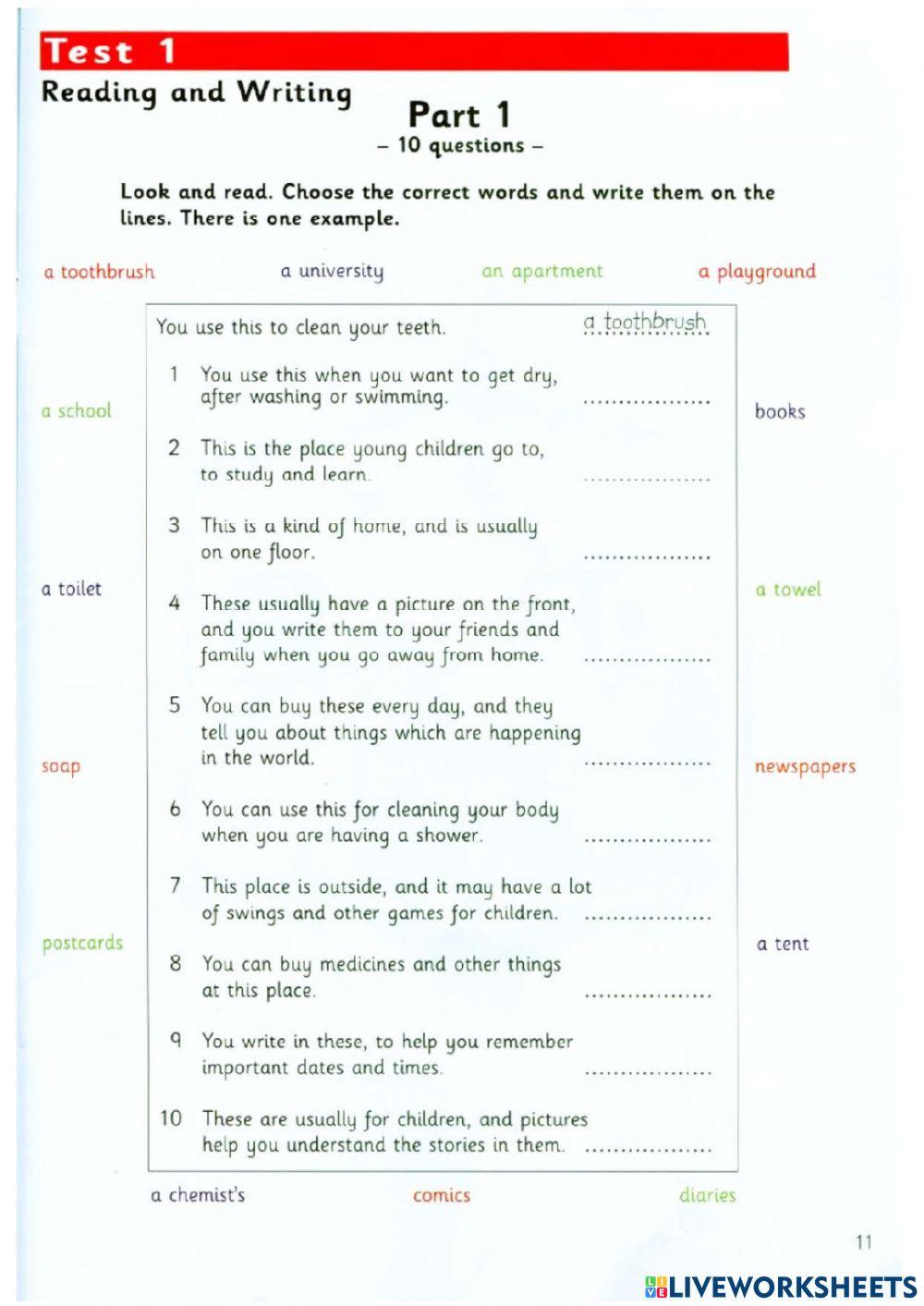 2554009 | Flyer 2-Test 1-Reading and writing