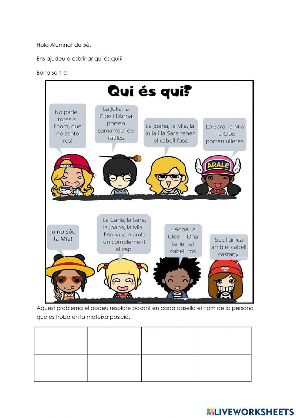 Qui és qui 2307004 | Josep Mª | LiveWorksheets