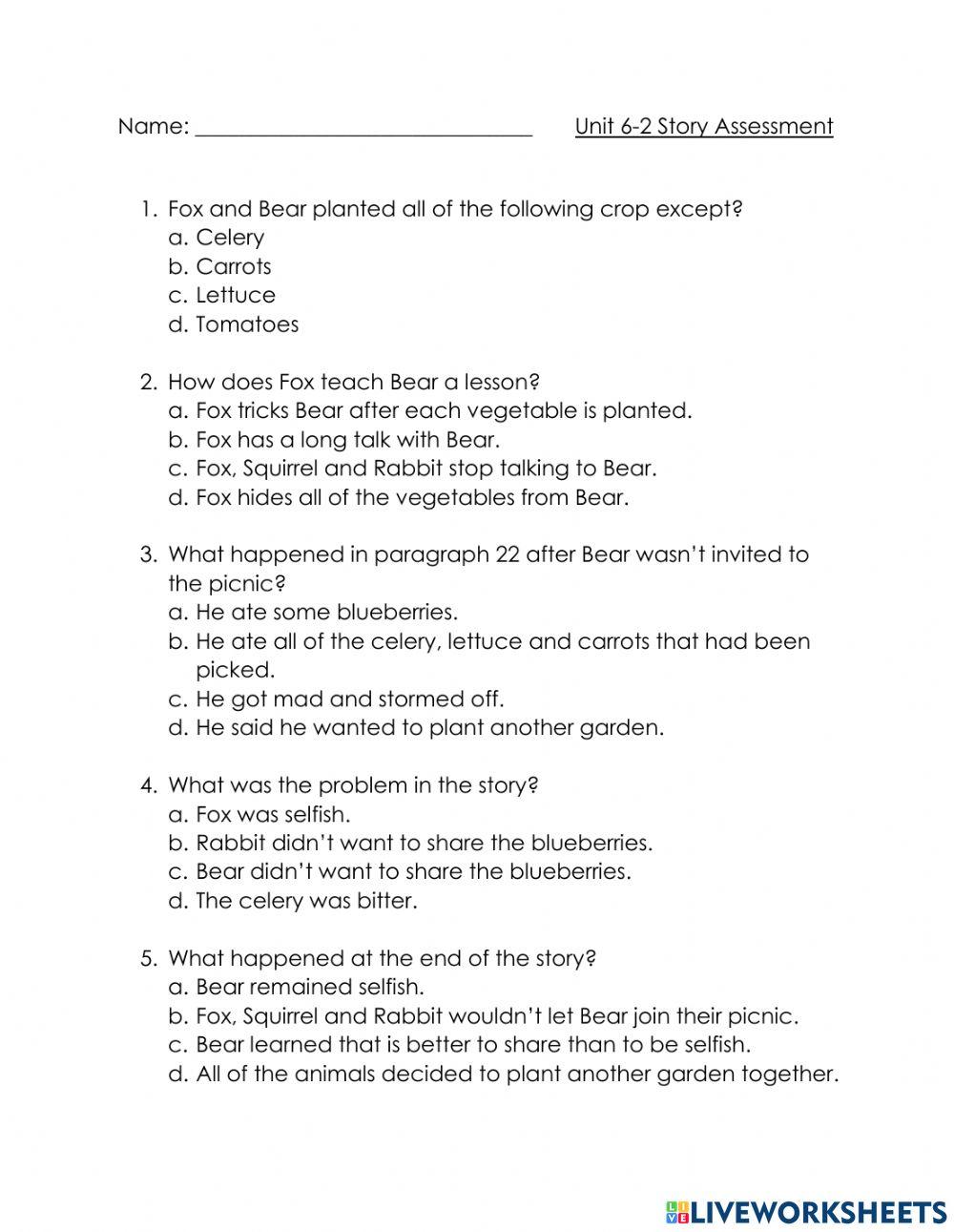 Unit 6-2 reading test worksheet | Live Worksheets Unit 6-2 reading test worksheet | Live Worksheets