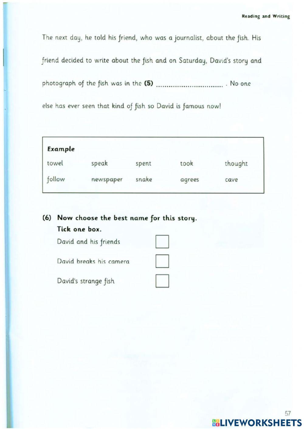 Flyer 2-Test 3-Reading and writing online exercise for | Live Worksheets