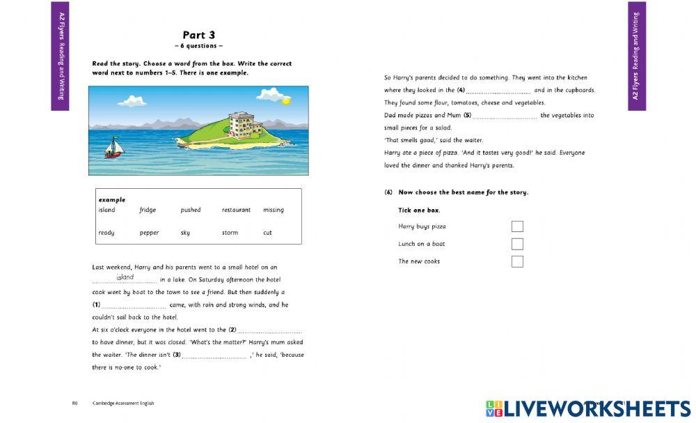 A2 Flyers - Reading Part 3 online exercise for | Live Worksheets