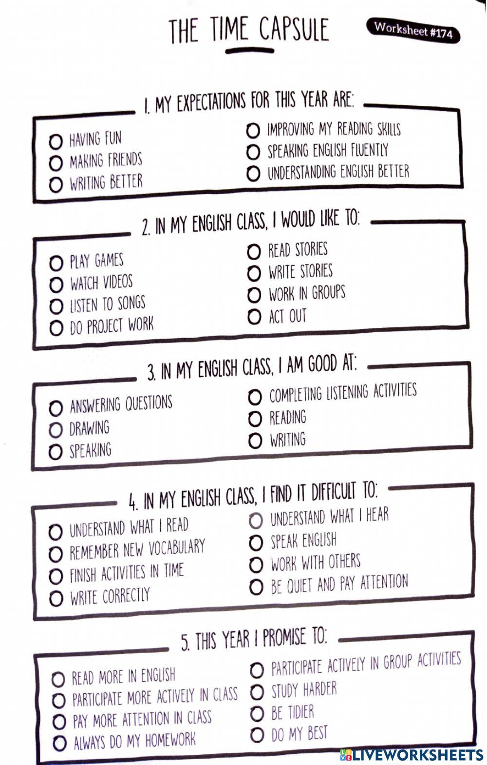 TIME CAPSULE online exercise for | Live Worksheets