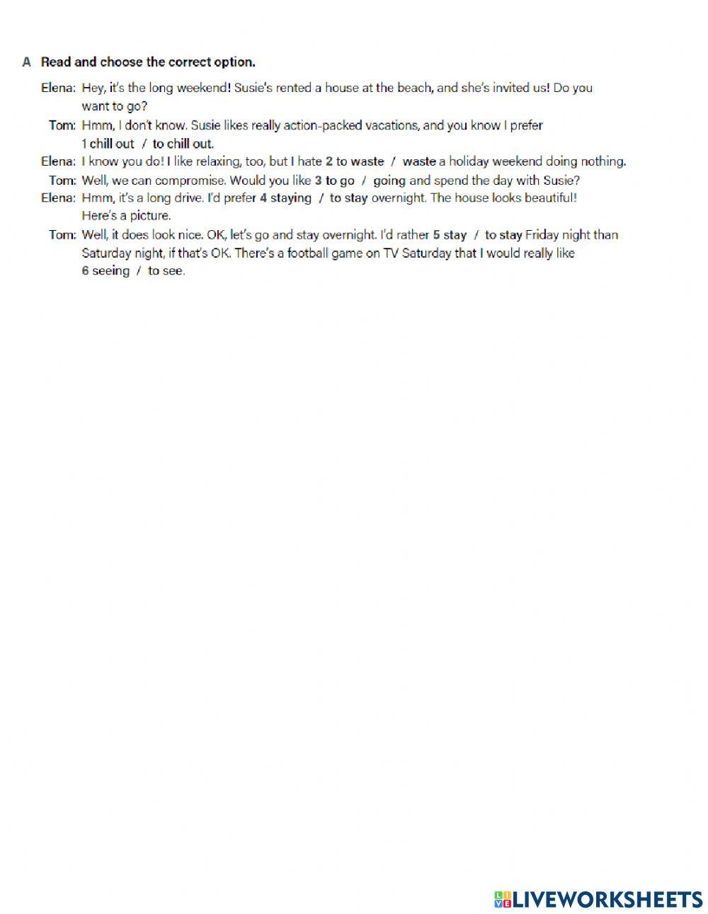 Prefer, like, rather, would | LiveWorksheets | 2307363