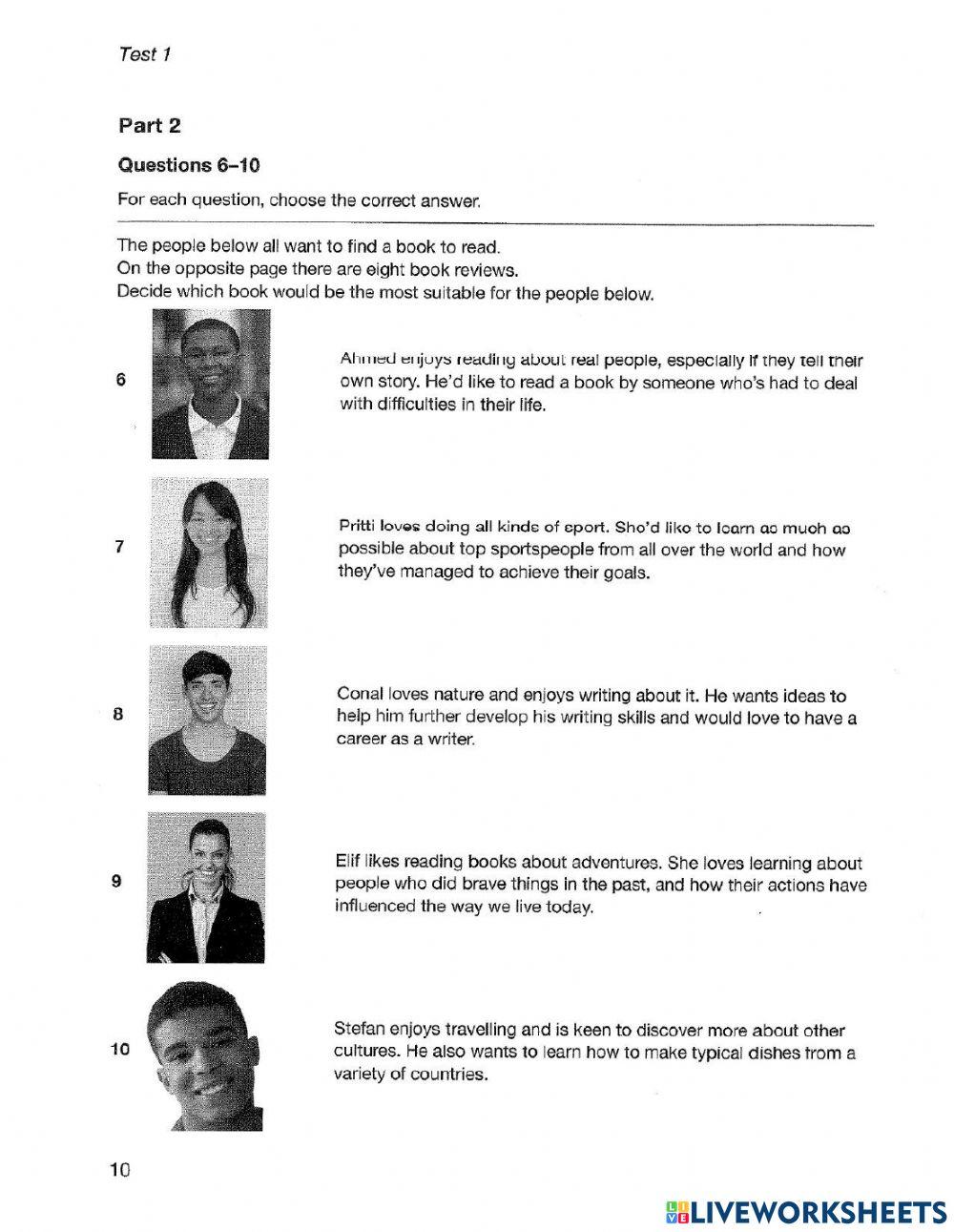 B1 authentic reading 1 worksheet | Live Worksheets