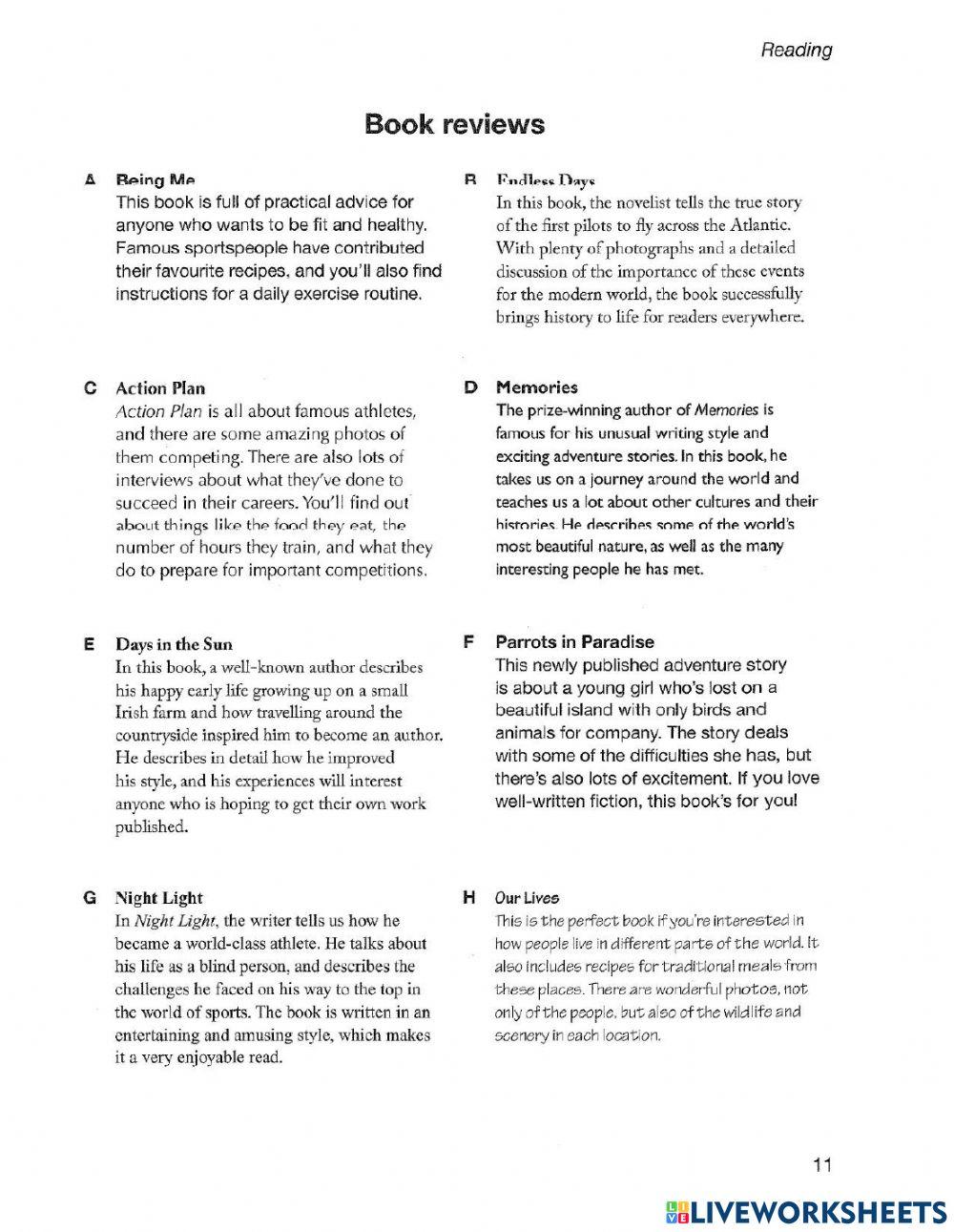 B1 authentic reading 1 worksheet | Live Worksheets