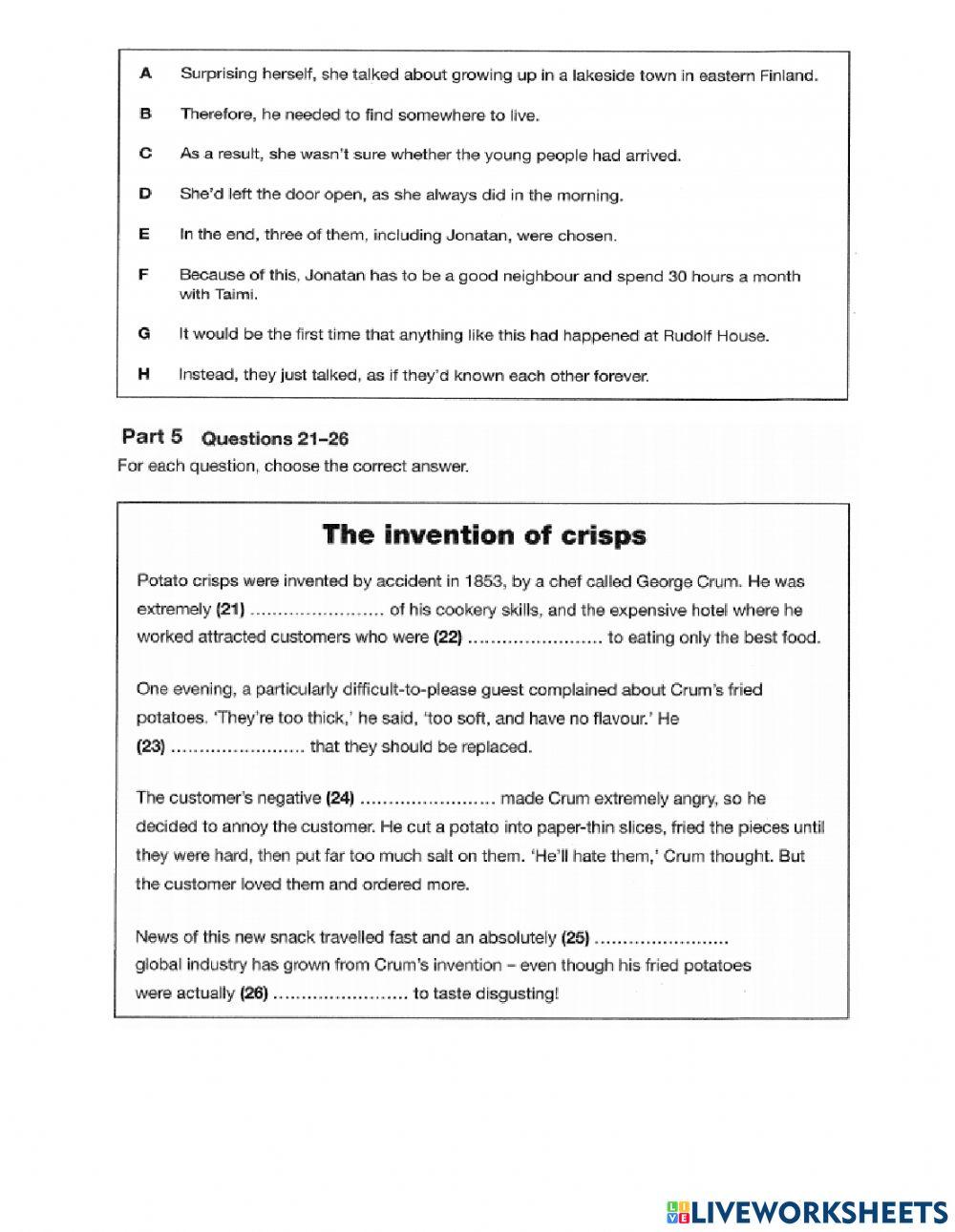 B1 authentic reading 1 worksheet | Live Worksheets