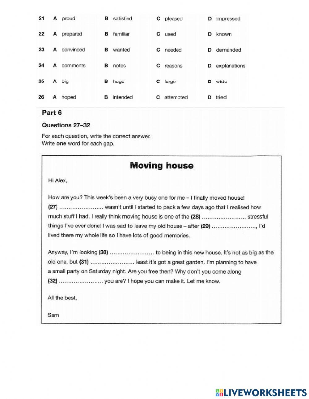 B1 authentic reading 1 worksheet | Live Worksheets