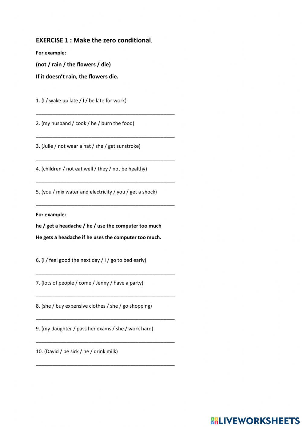 if clause 3 online exercise for | Live Worksheets