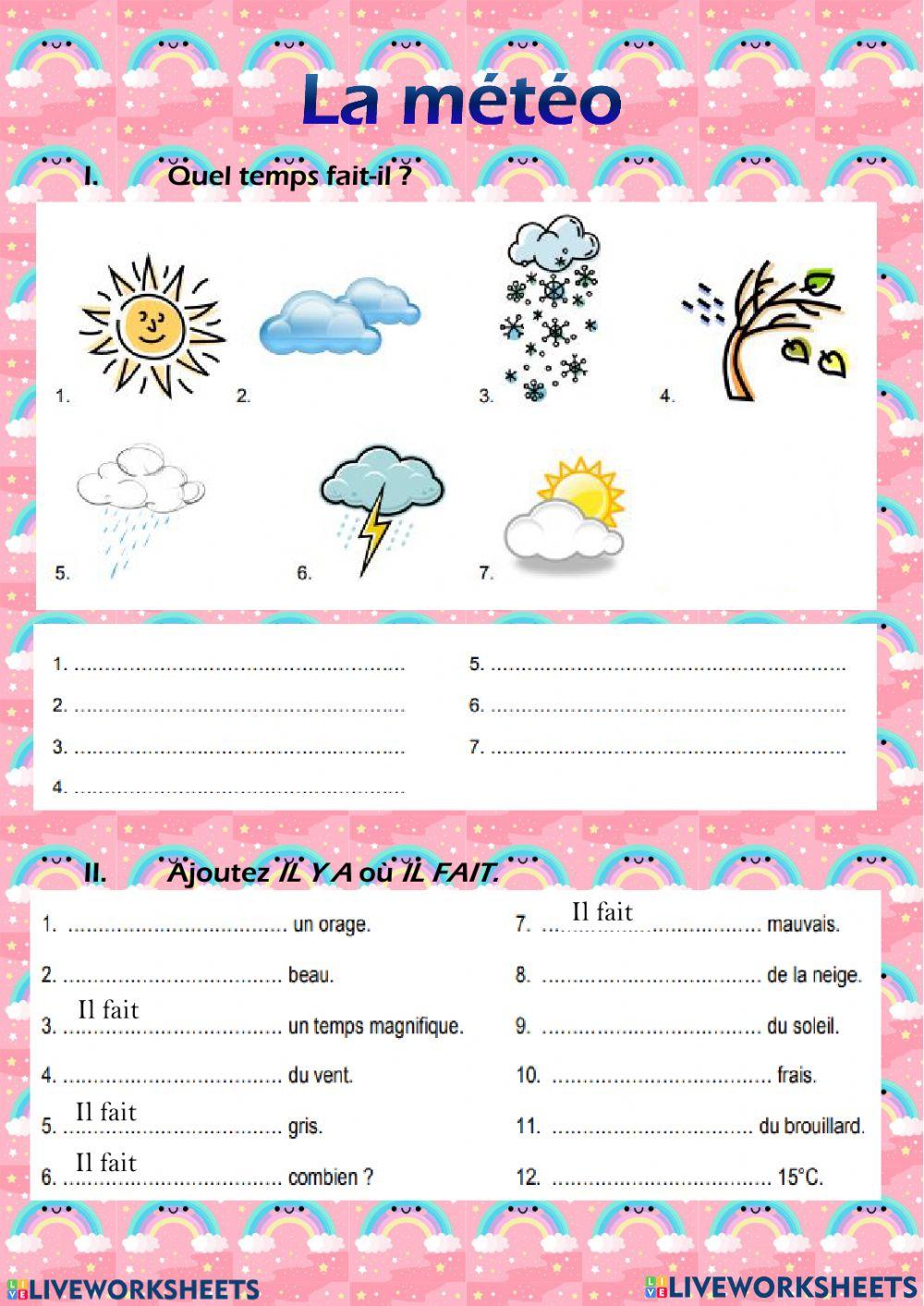 Lecon 33: Beau fixe - Grammaire worksheet | Live Worksheets