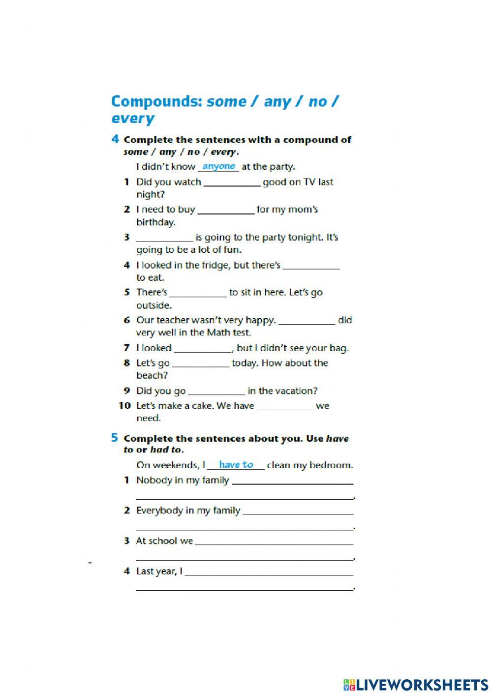 some-any-no-every | Aleksandra | Live Worksheets