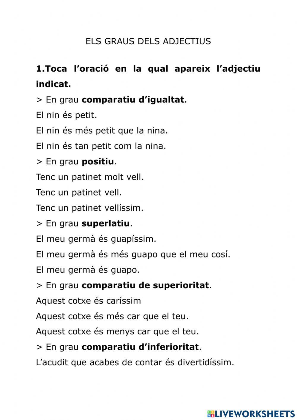 Els graus dels … | Free Interactive Worksheets | 2324583