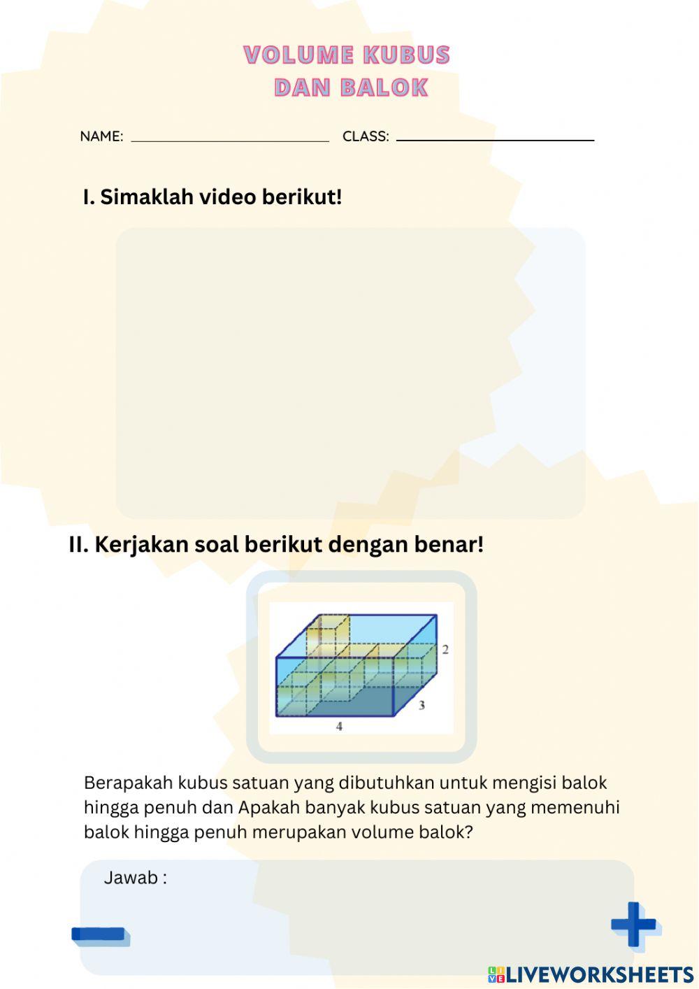 Volume kubus dan balok free exercise | Live Worksheets