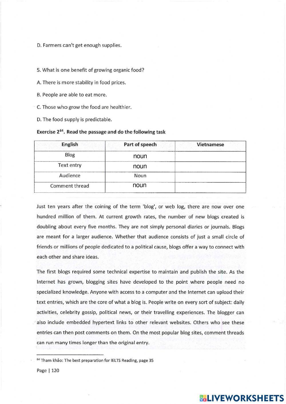 Unit 5 - reading - multiple choice pre 2325275 | Lindy