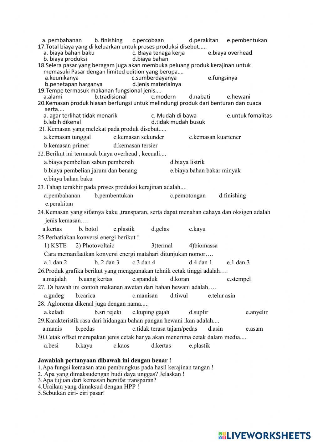 Usp PKWU worksheet | Live Worksheets