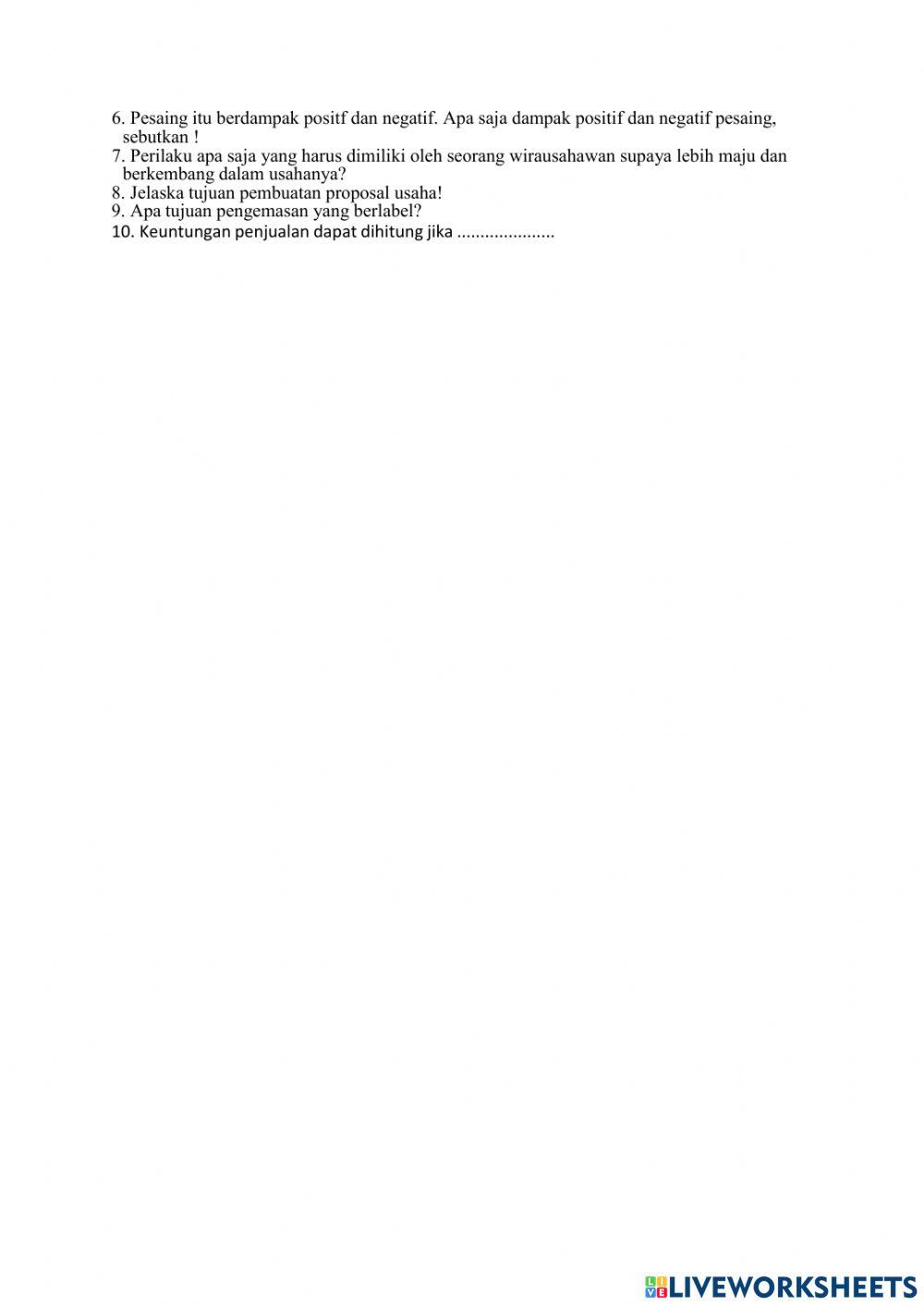 Usp PKWU worksheet | Live Worksheets