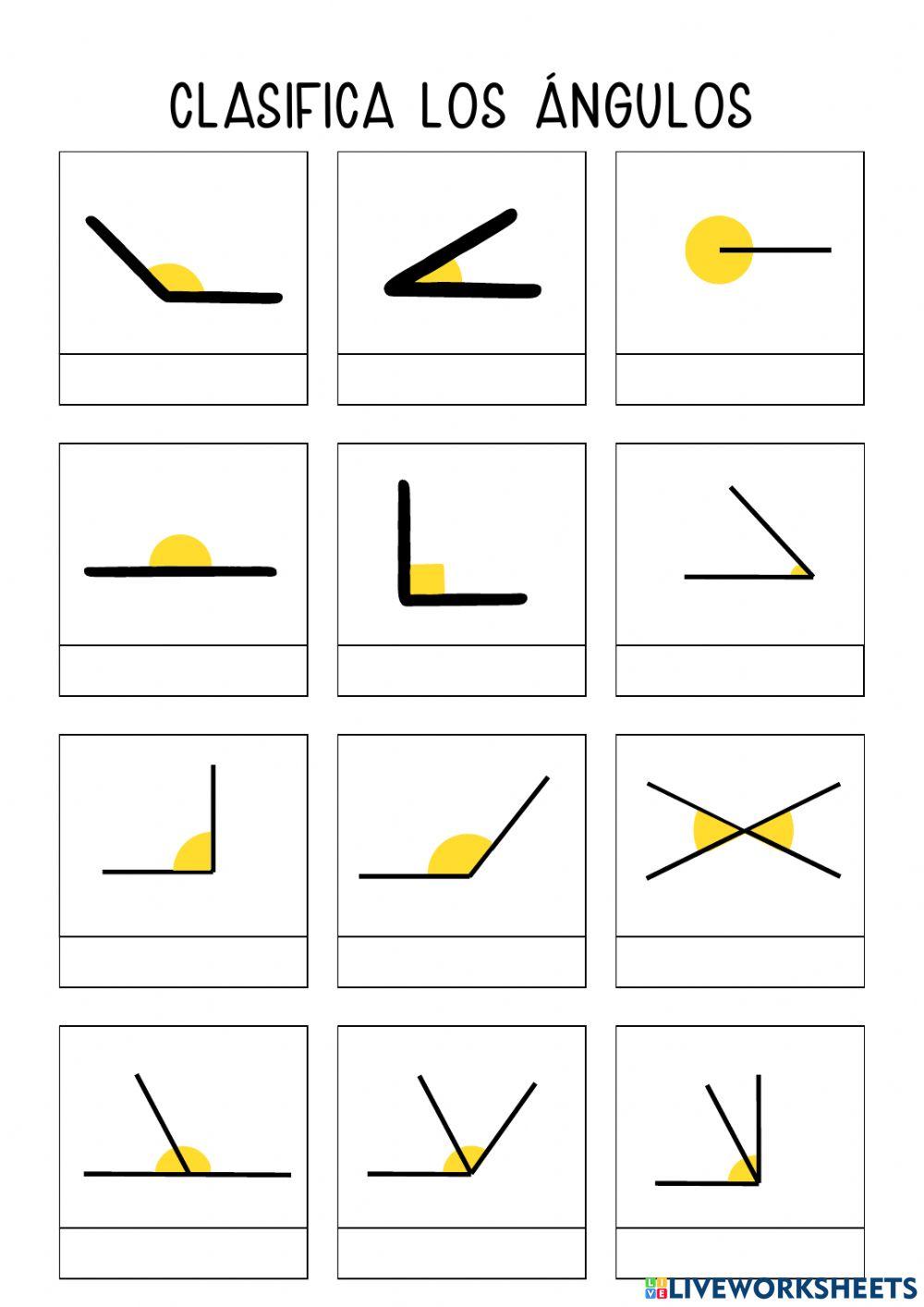 Clasificación de ángulos free online worksheet | Live Worksheets