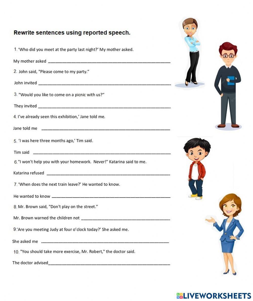 Reported speech (mixed) online exercise for | Live Worksheets