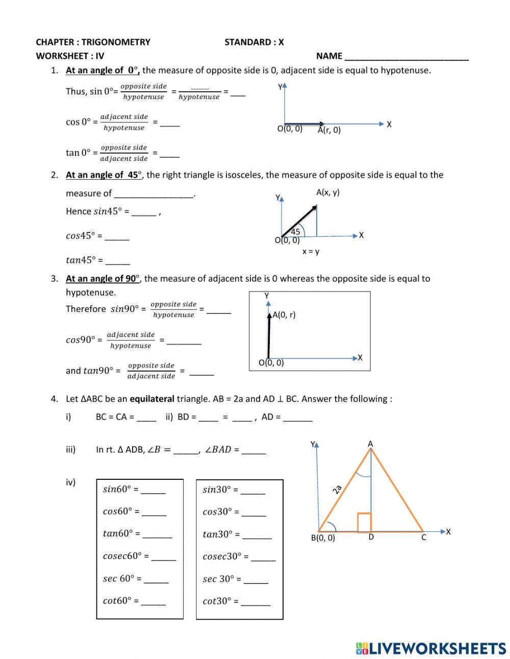 Trigo4 online exercise for | Live Worksheets