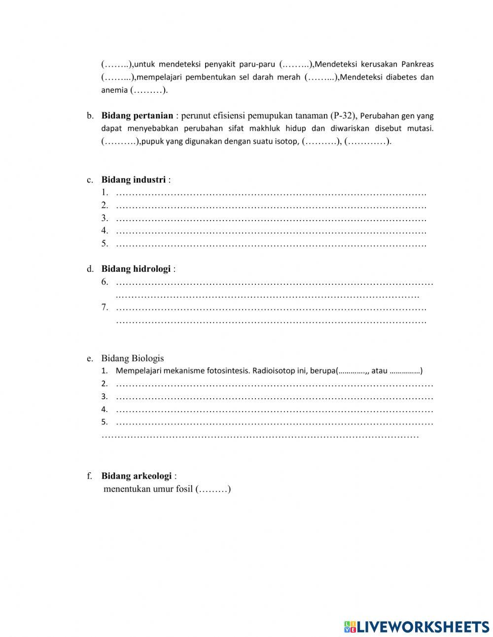 Inti atom dan radioaktivitas worksheet | Live Worksheets
