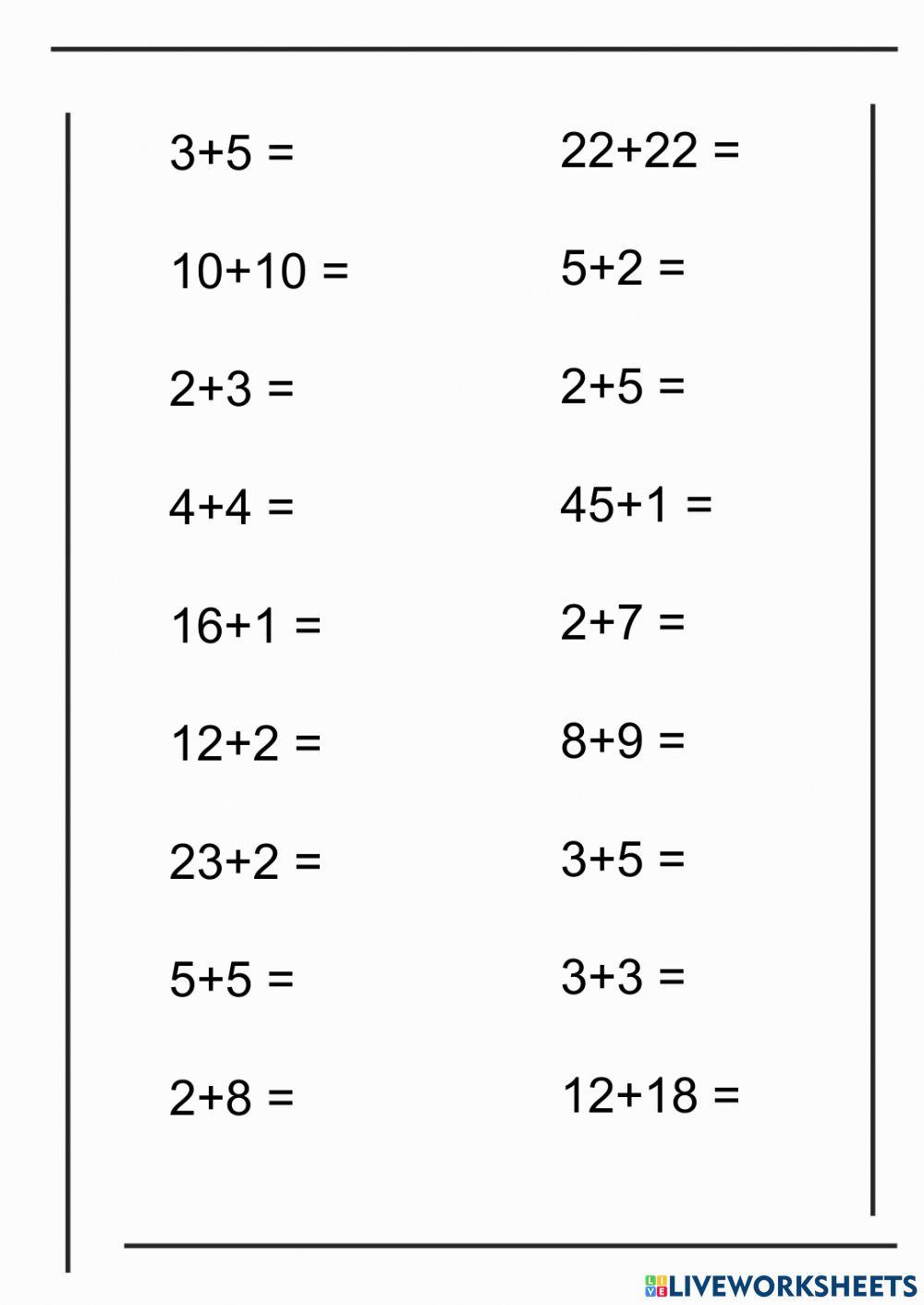 Addition online exercise for 3 | Live Worksheets