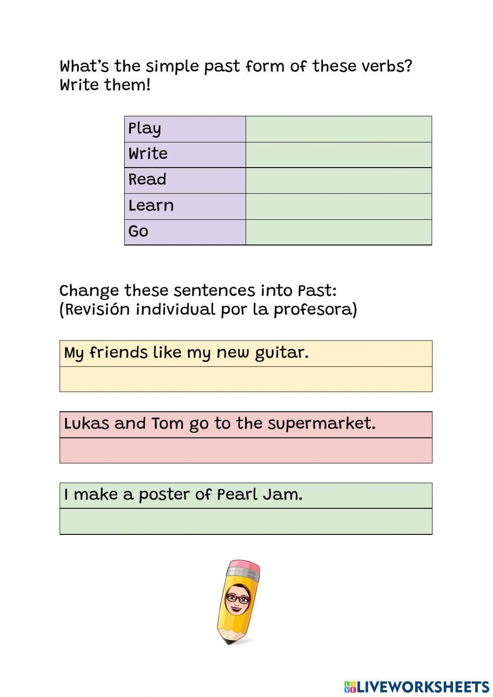 Simple Past online exercise for 4to básico | Live Worksheets